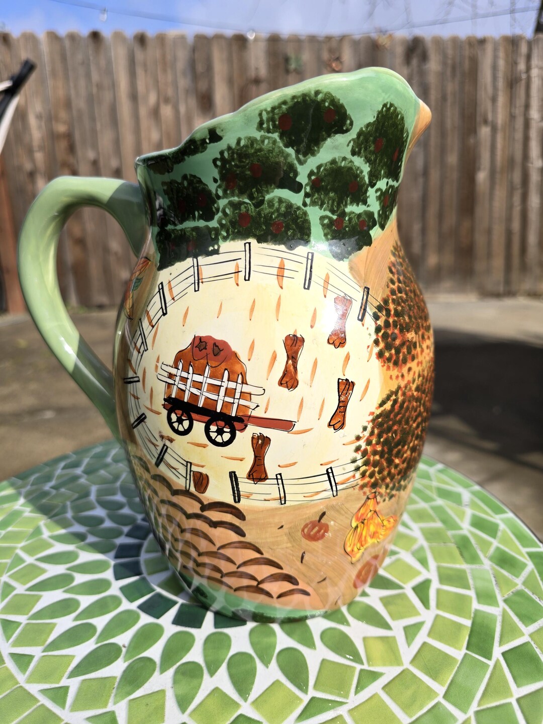 Vintage Hand-painted Farmhouse Pitcher | Fall Harvest Decor - Etsy