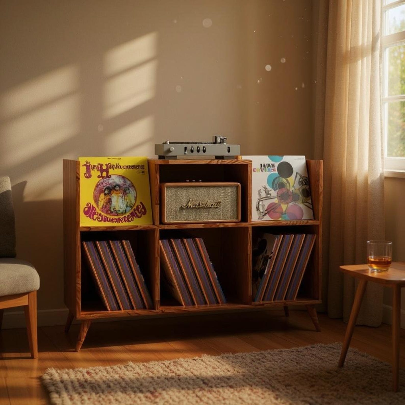 Handmade Mid Century Modern Record Player Stand, Customizable Vinyl ...