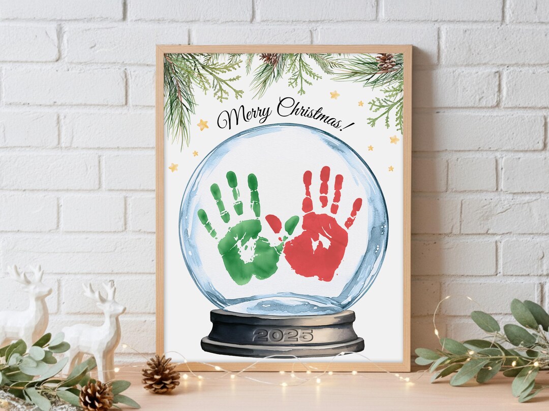 Snow Globe Handprint Art, First Christmas Keepsake (instant Download ...