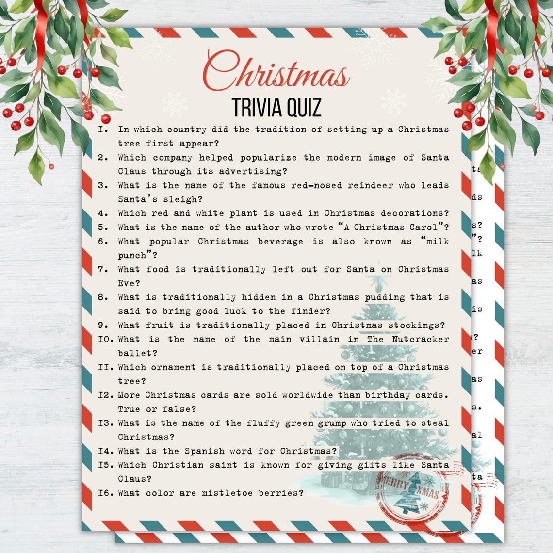 Christmas Trivia Quiz Game | Holiday Party Activity (digital Download ...