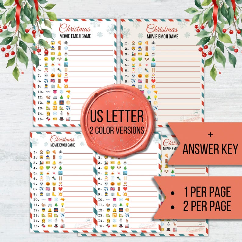 Christmas Movie Emoji Game, Holiday Party Quiz (PDF) - Etsy