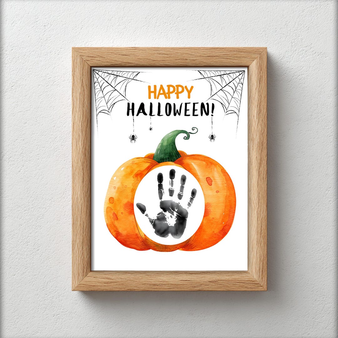 Halloween Pumpkin Handprint Art: Kids Craft Activity (digital Download ...