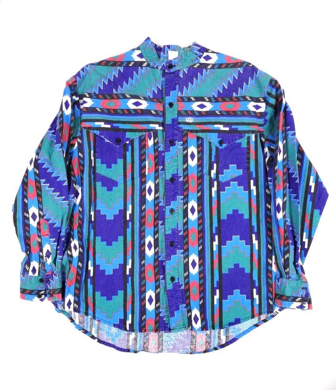 Vintage 1990s Chit Wrangler Western Button Shirt / Men’s Large Aztec ...