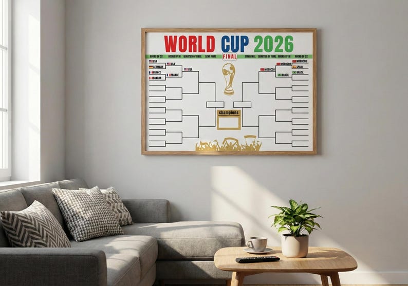 World Cup 2026 Bracket Printable Football Tournament Chart Soccer