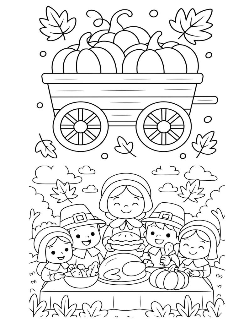 Thanksgiving Pilgrim Coloring Pages for Kids - Fall Printable Activity ...