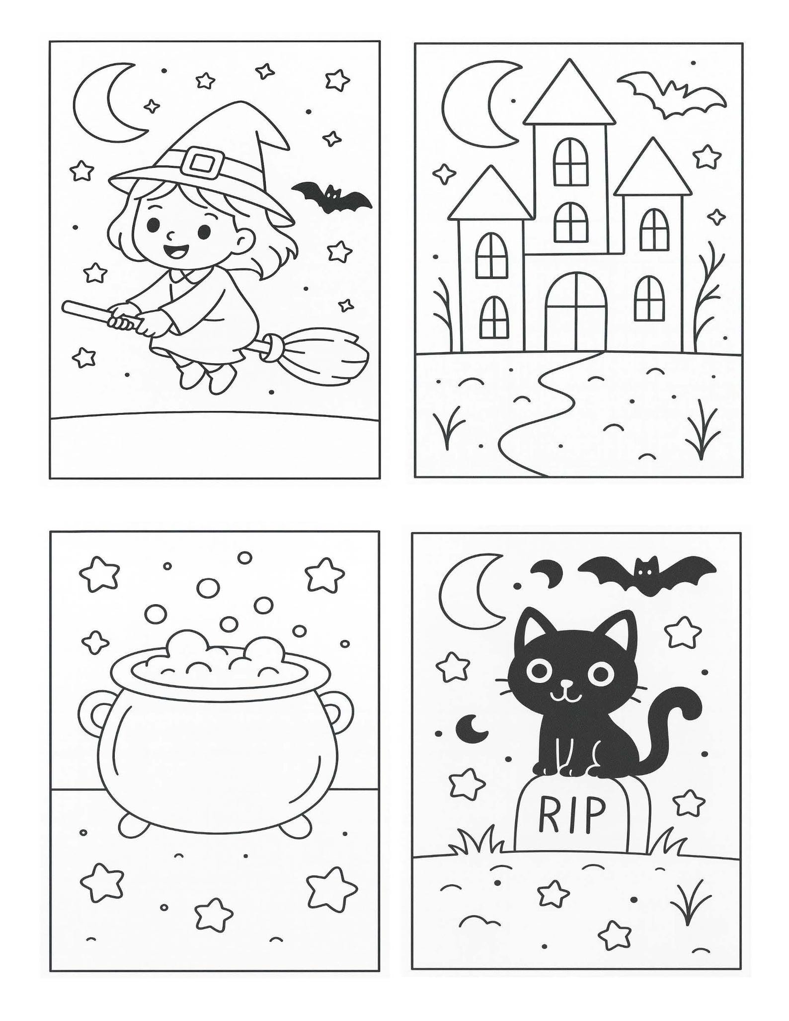 Halloween Coloring Pages for Kids – Printable Digital Download - Etsy