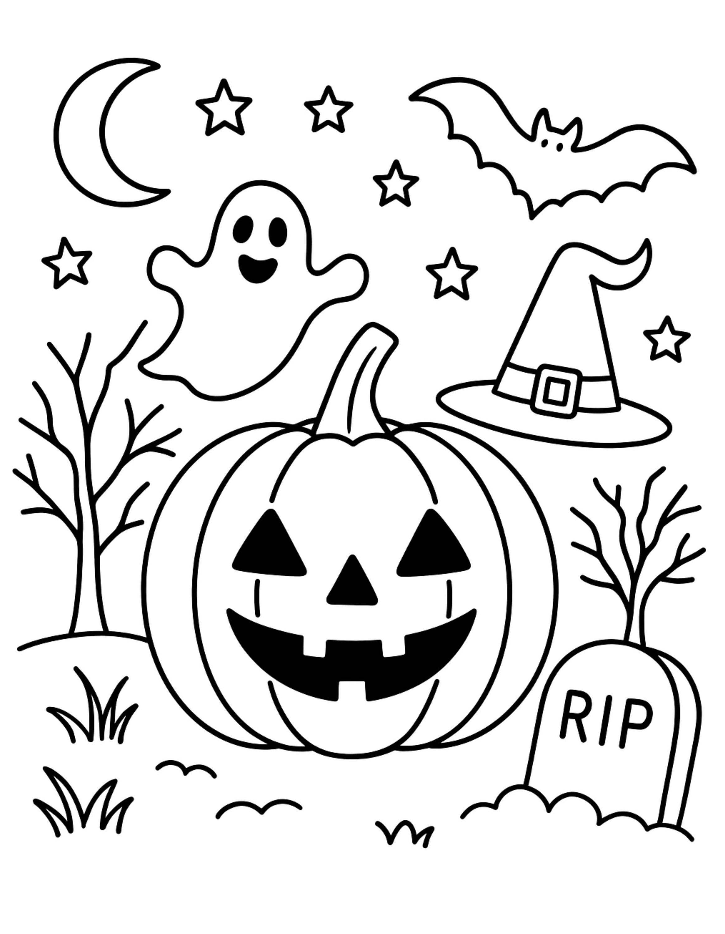 Halloween Coloring Pages for Kids – Printable Digital Download - Etsy