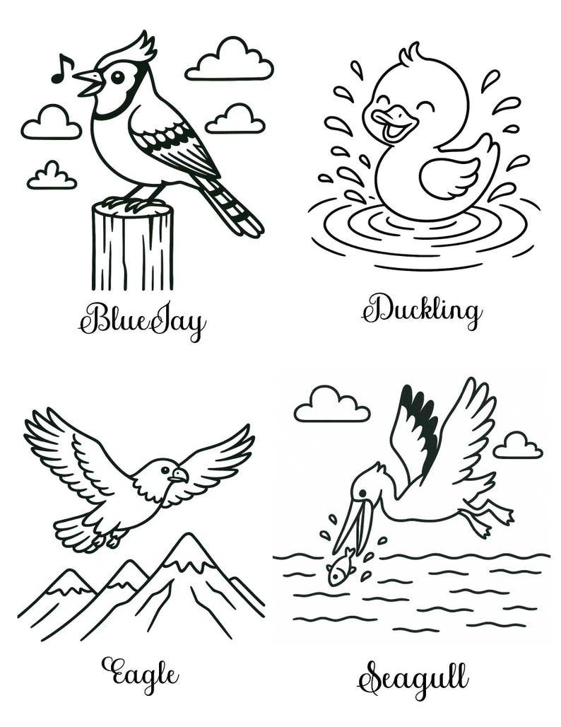 Bird Coloring Pages: Blue Jay, Cardinal, Eagle & More (printable PDF ...