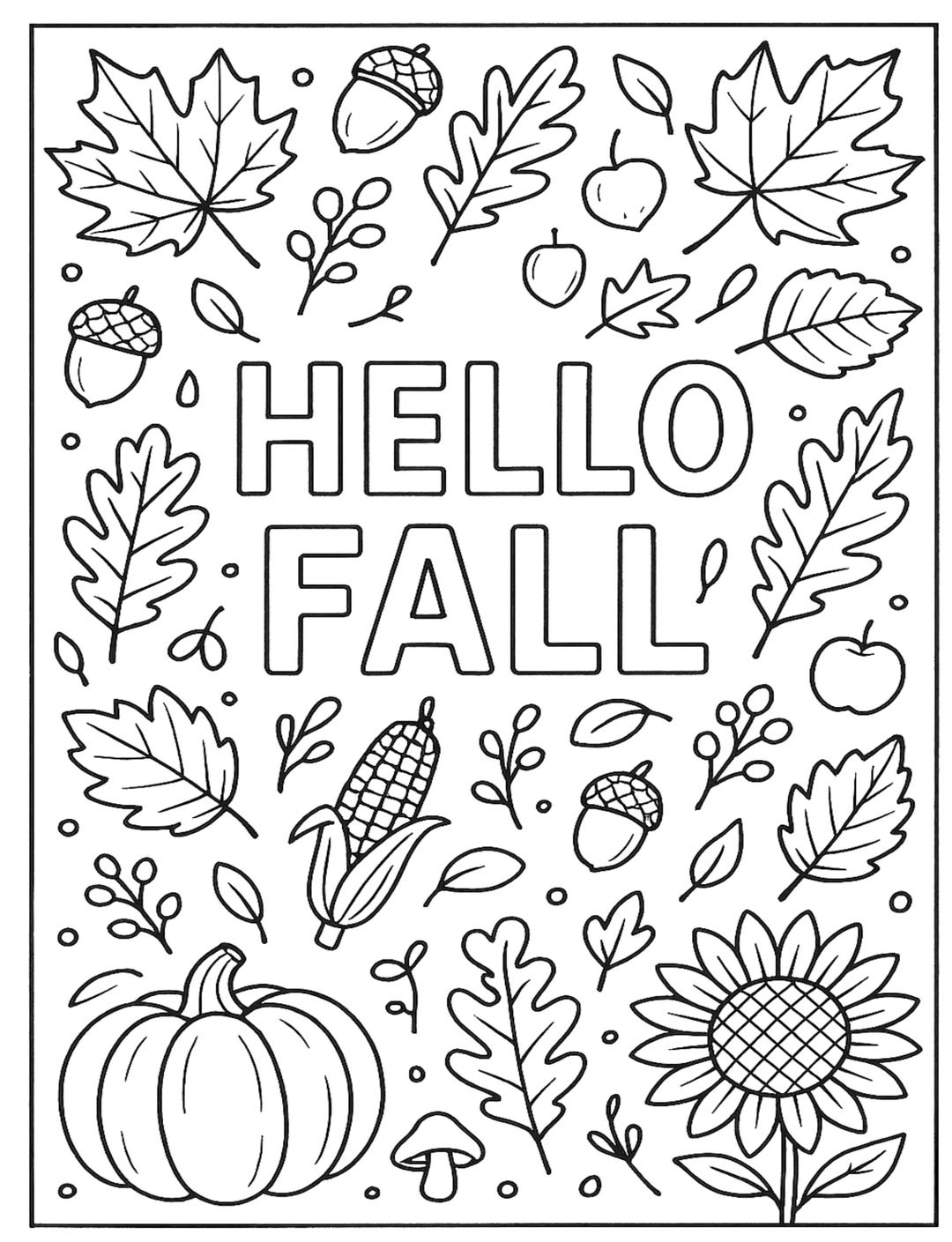 Fall Coloring Pages: Autumn Scenes Printable Bundle (digital Download ...
