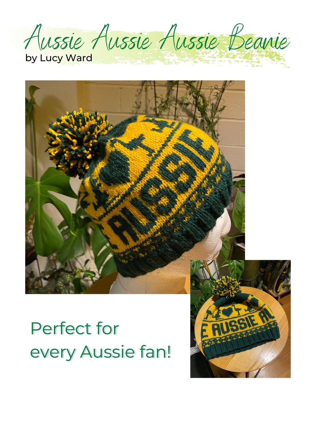 Aussie Aussie Aussie Beanie - Child - Adult Head 51-54cm - KNITTING ...