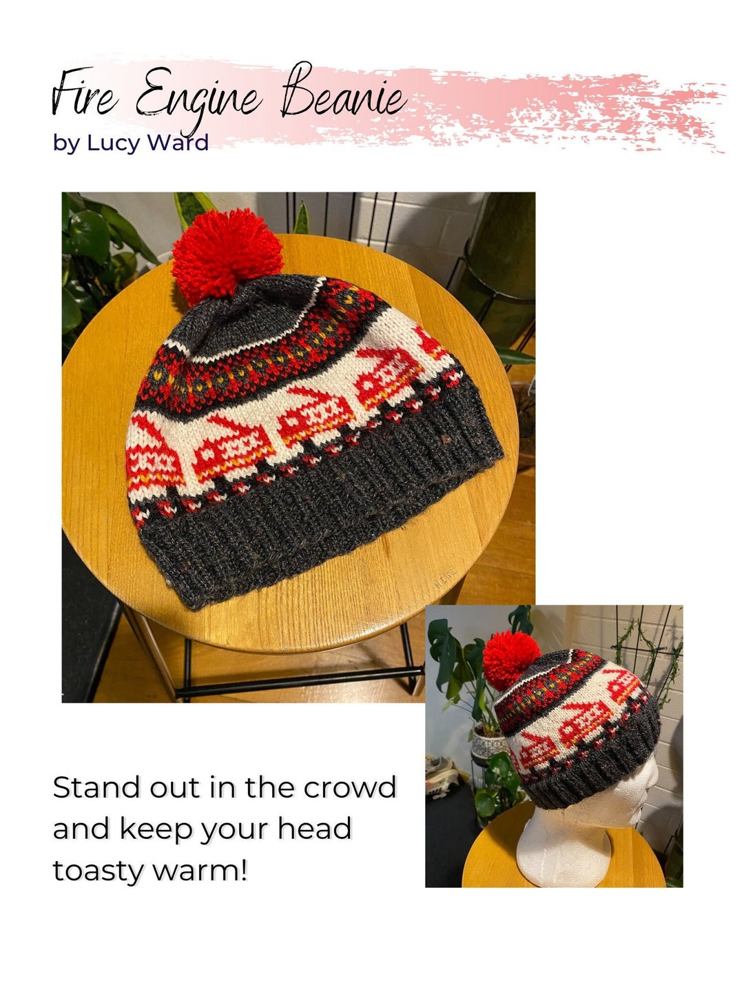 Fire Engine Knitted Beanie Pattern - Child and Adult Pattern - KNITTING ...