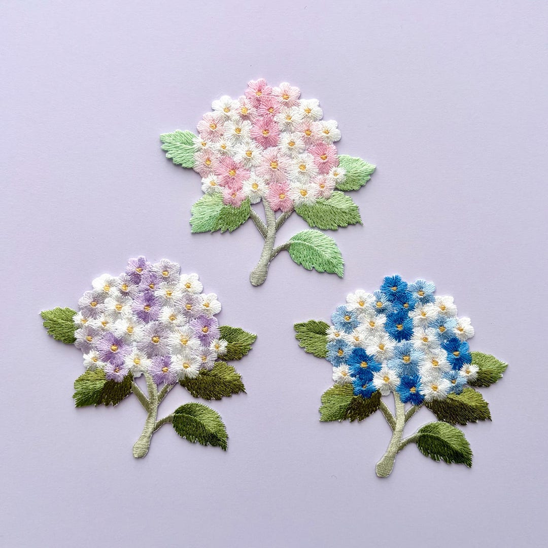 Hydrangea Flower Iron-on Patches |embroidered Floral Appliqué for Tote ...