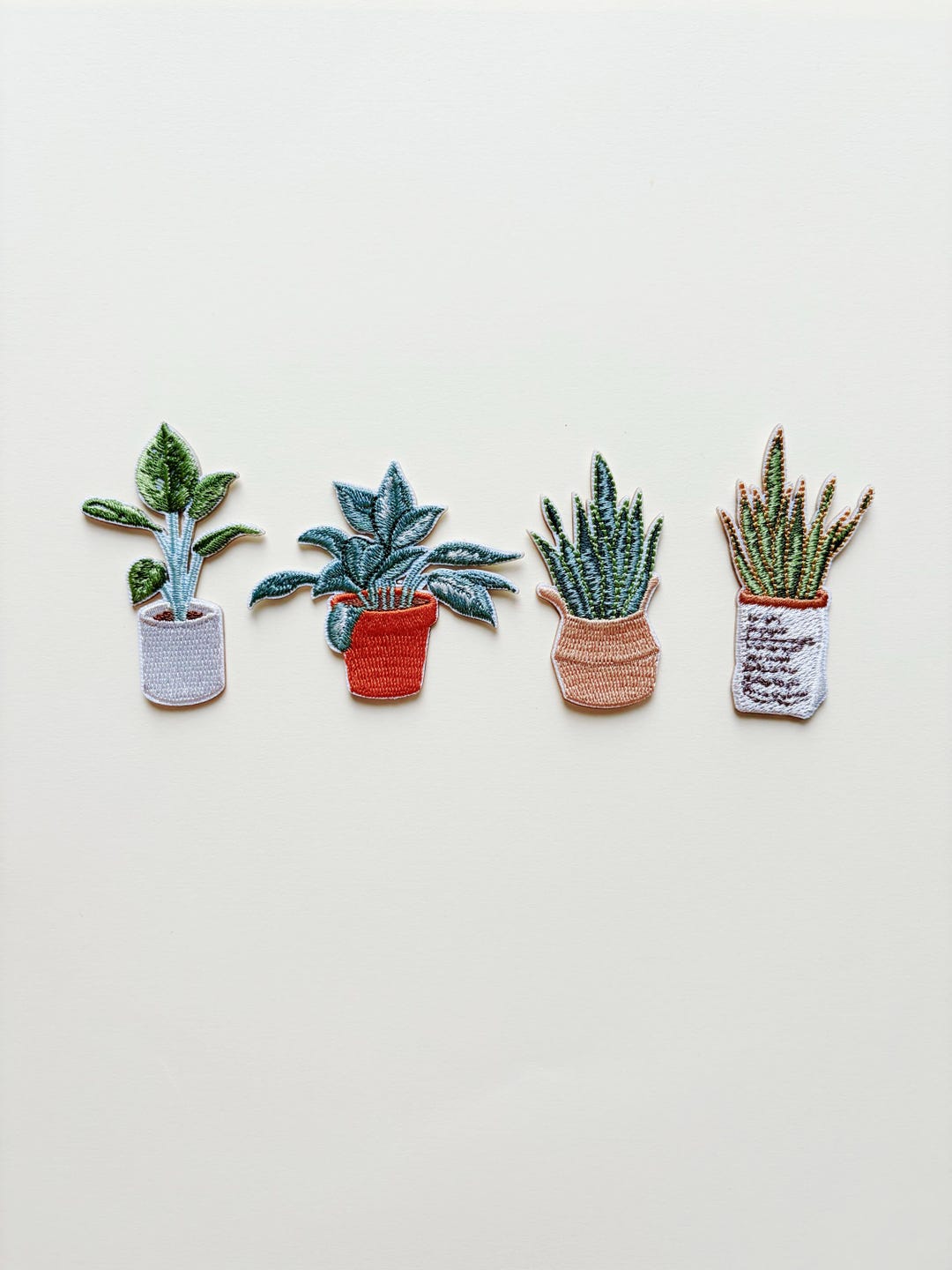 Embroidered Potted Plant Sticker Patches | Self Adhesive, Set of 4 - Etsy