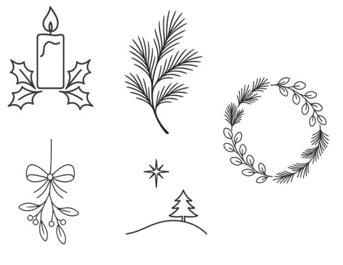 Minimalist Christmas Line Art Bundle (SVG, PNG) - Etsy