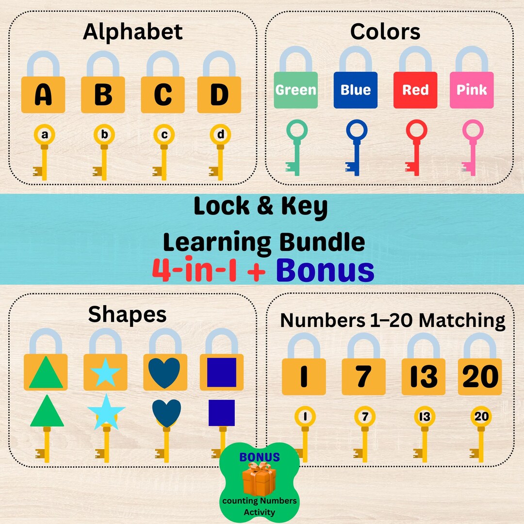 Lock and Key Learning Bundle for Preschool | Alphabet, Numbers, Colors ...