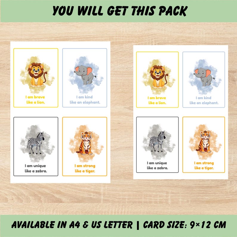 80 Animal Affirmation Cards for Kids | Positive and Motivational ...