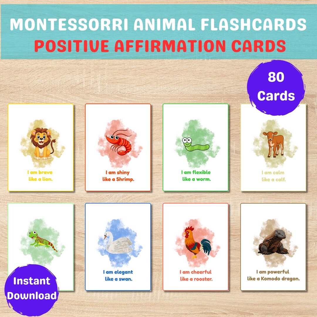 Montessori Animal Affirmation Cards for Kids | Positive and ...