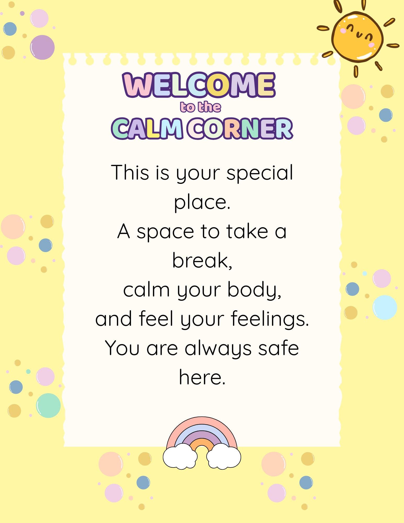 Calm Corner Printable Kit | Kids Emotions Chart, Mindfulness Posters ...