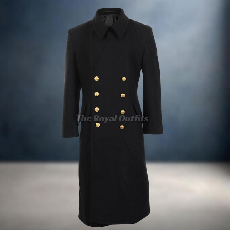 Men's Black Wool Military Overcoat | Gothic Steampunk Trench Coat ...