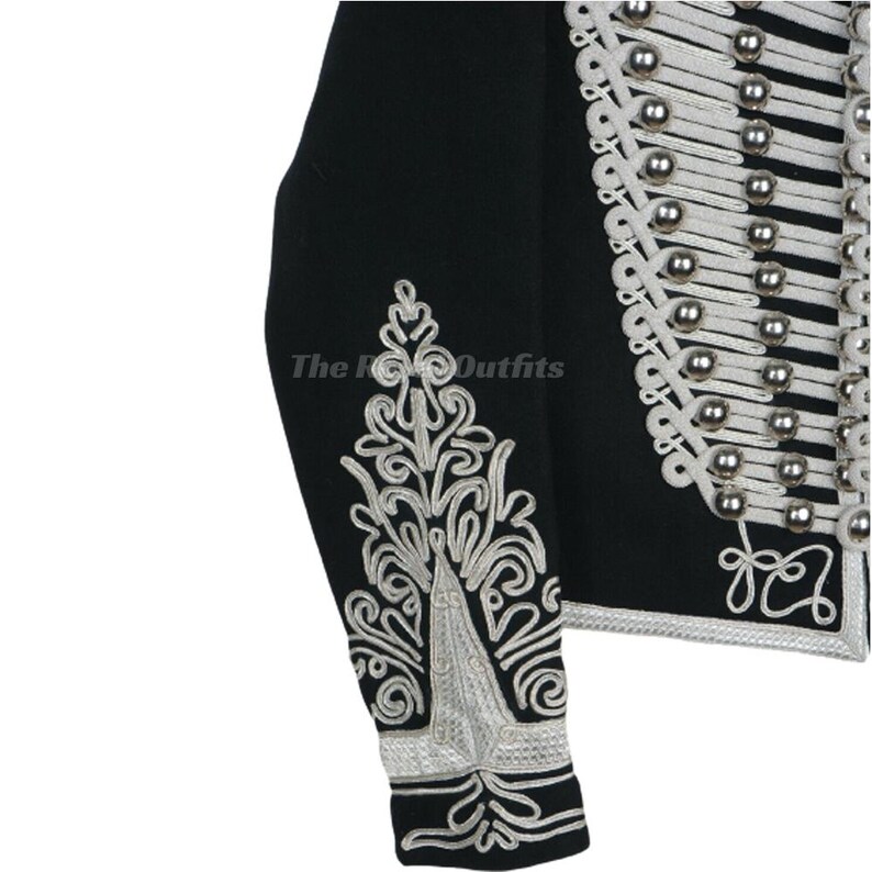 Handmade Napoleonic Hussar Wool Jacket – Silver Braided Military ...