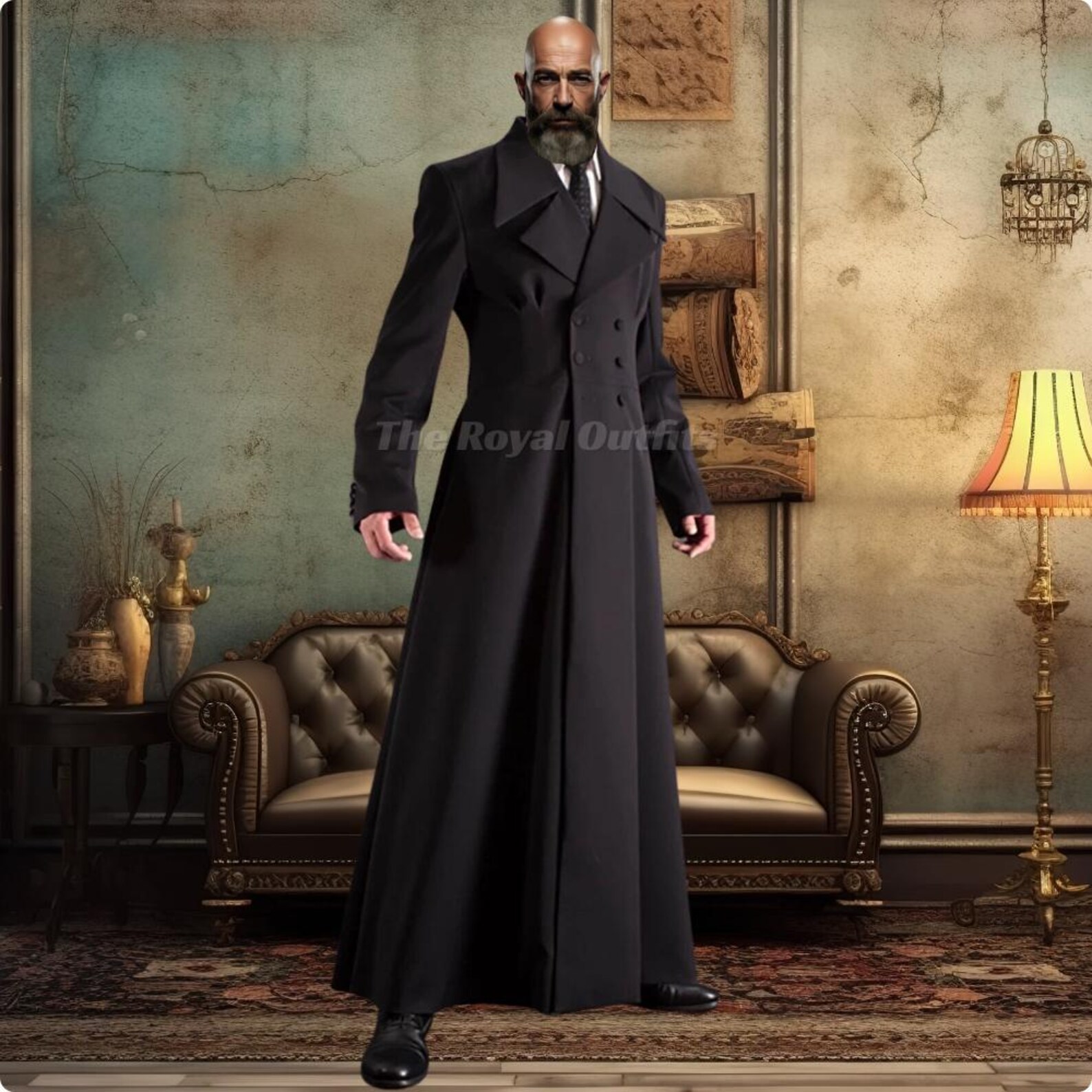 Men's Black Handmade Gothic Wool Overcoat: Victorian Steampunk Trench ...