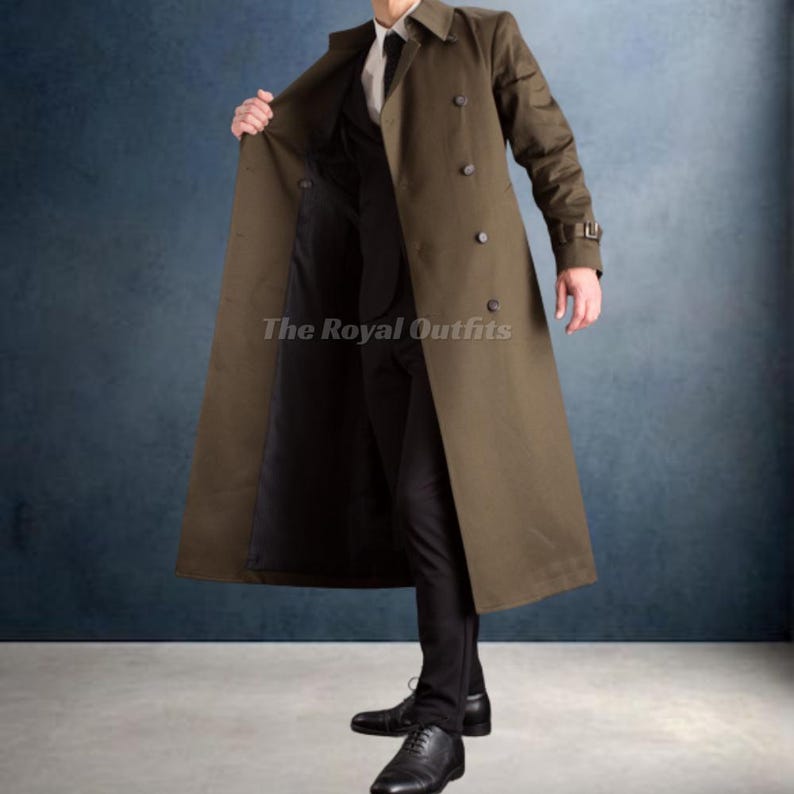 Men's Khaki Military Trench Coat | WWII Napoleon Style Overcoat - Etsy
