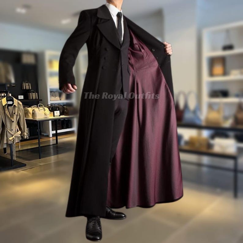 Men's Handmade Gothic Wool Overcoat | Steampunk Victorian Trench Coat ...