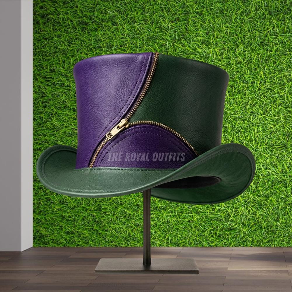 Handmade Purple Green Leather Top Hat – Steampunk Zipper Costume ...