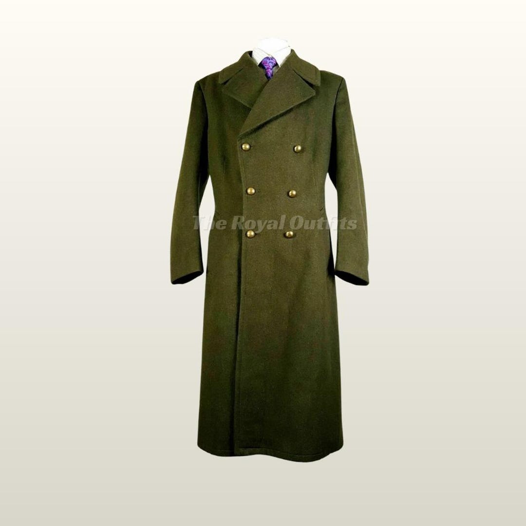 Men's Handmade Military Green Wool Cashmere Greatcoat - Historical ...