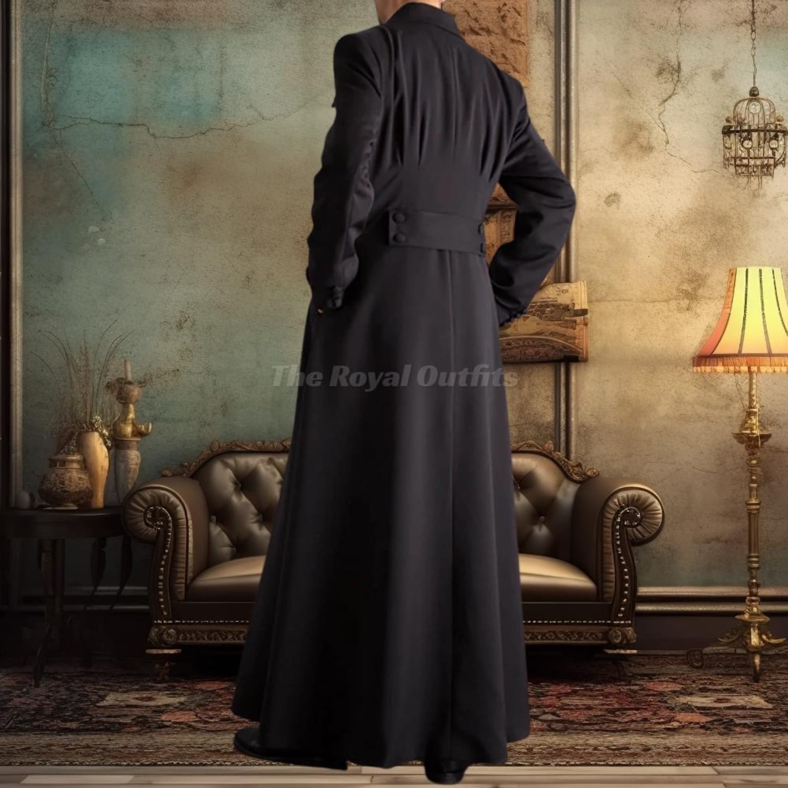 Men's Black Handmade Gothic Wool Overcoat: Victorian Steampunk Trench ...