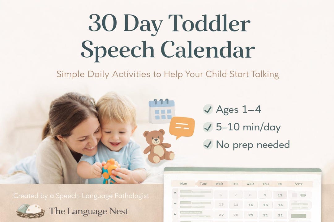 30 Day Toddler Speech & Language Activity Calendar | Speech Therapy at ...