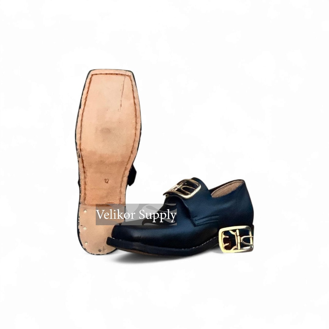 Handmade Leather Buckle Loafers, Colonial Costume Shoes - Etsy