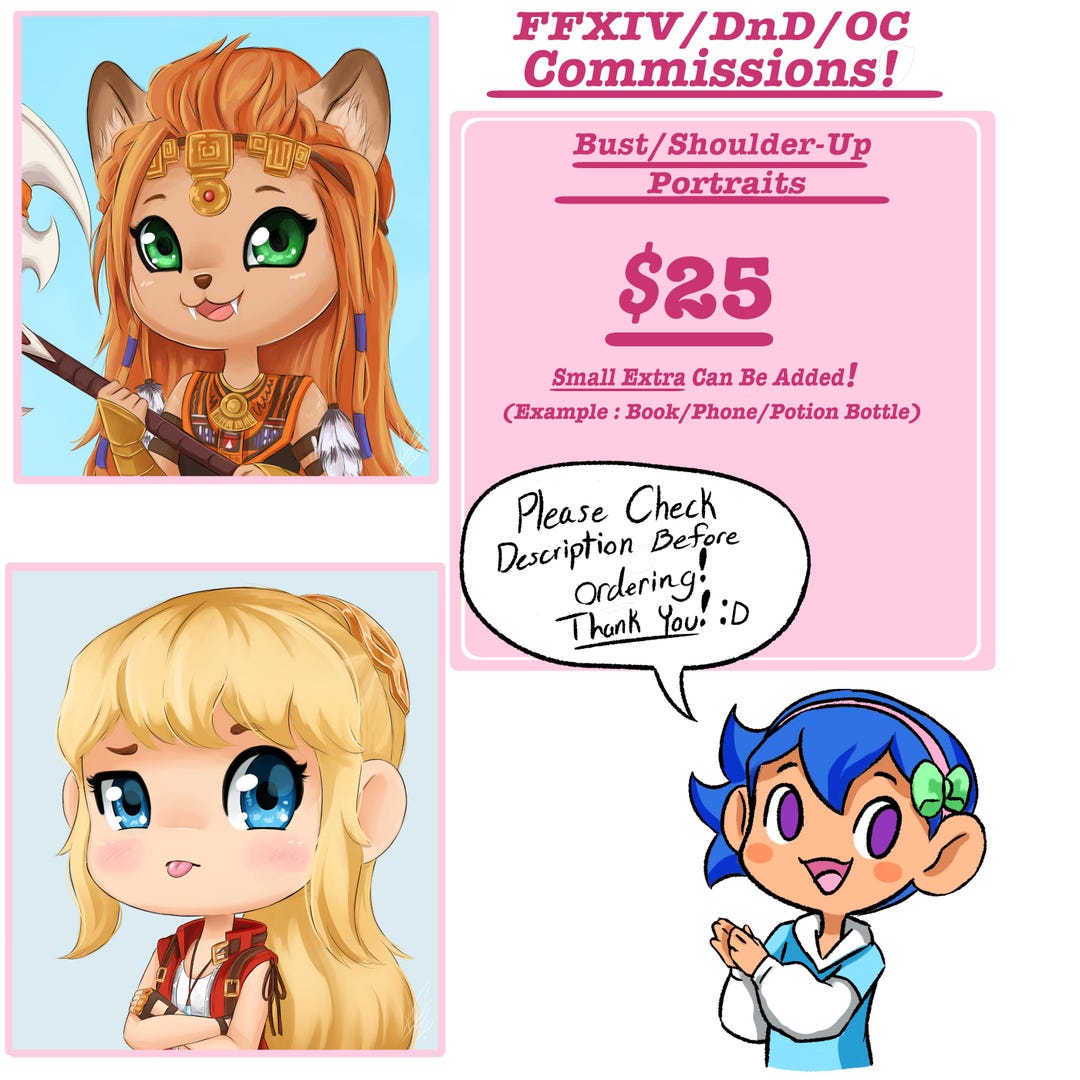 Chibi Portraits - Oc/dnd/ffxiv - Etsy