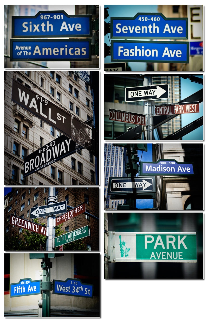 8 New York City Tourist Street Signs Photo Print, Tourism, NYC, Park ...