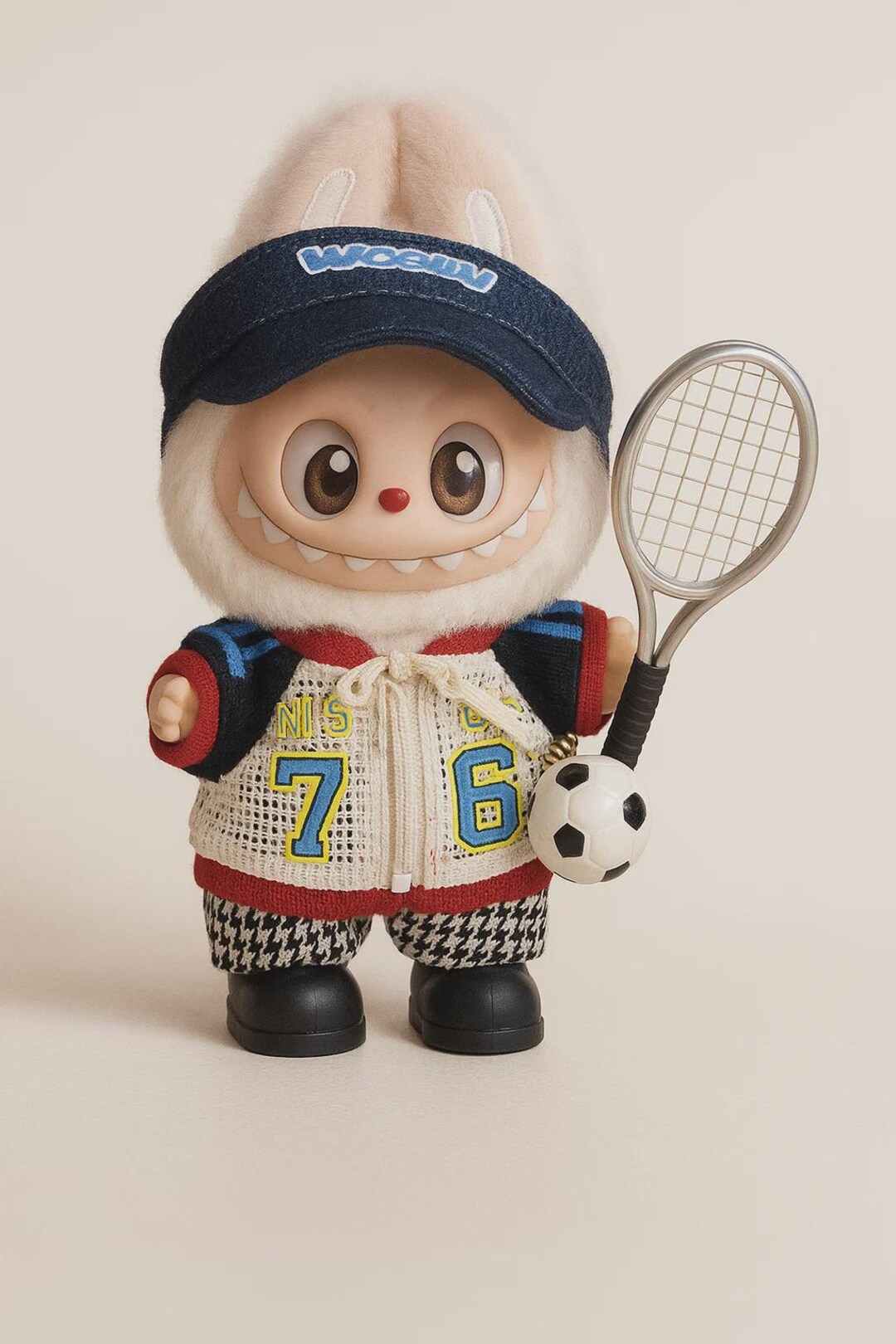Labubu Doll Sporty Outfit Set – Jersey Top, Shorts, Visor Hat, Shoes ...