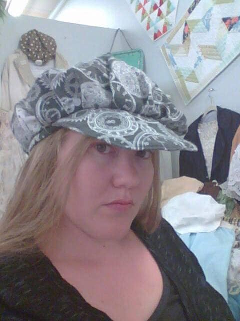 Slouchy flannel clock and gear hat with brim