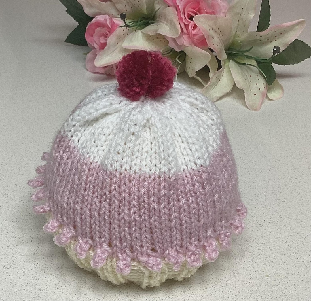 Child’s Cupcake Hat Knitting Pattern / Hand Knitted Cupcake Hat Age 3 ...