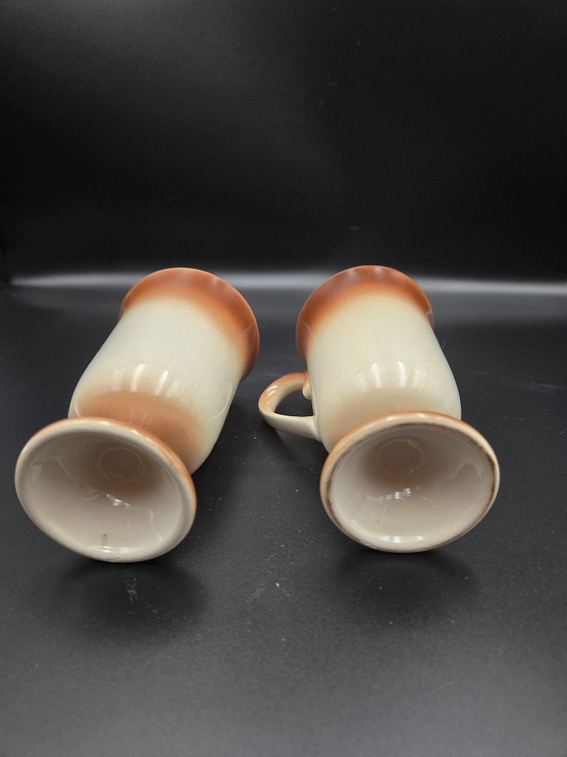 Vintage Brown Ombre Rose Pedestal Mugs - Retro Stoneware, Set of 2 - Etsy