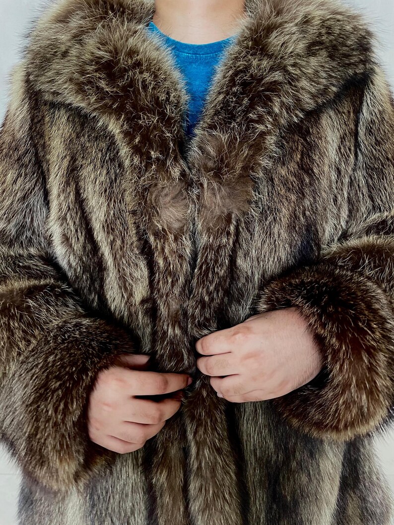 Men’s Genuine Mink Fur Coat | Vintage Brown Real Fur Overcoat | Luxury ...
