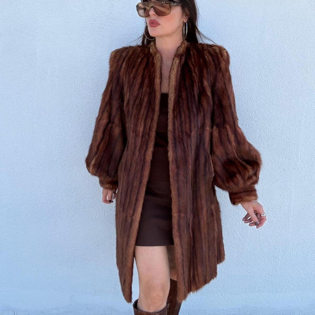 Luxury Real Brown Mink Fur Coat | Women’s Genuine Mink Long Coat ...