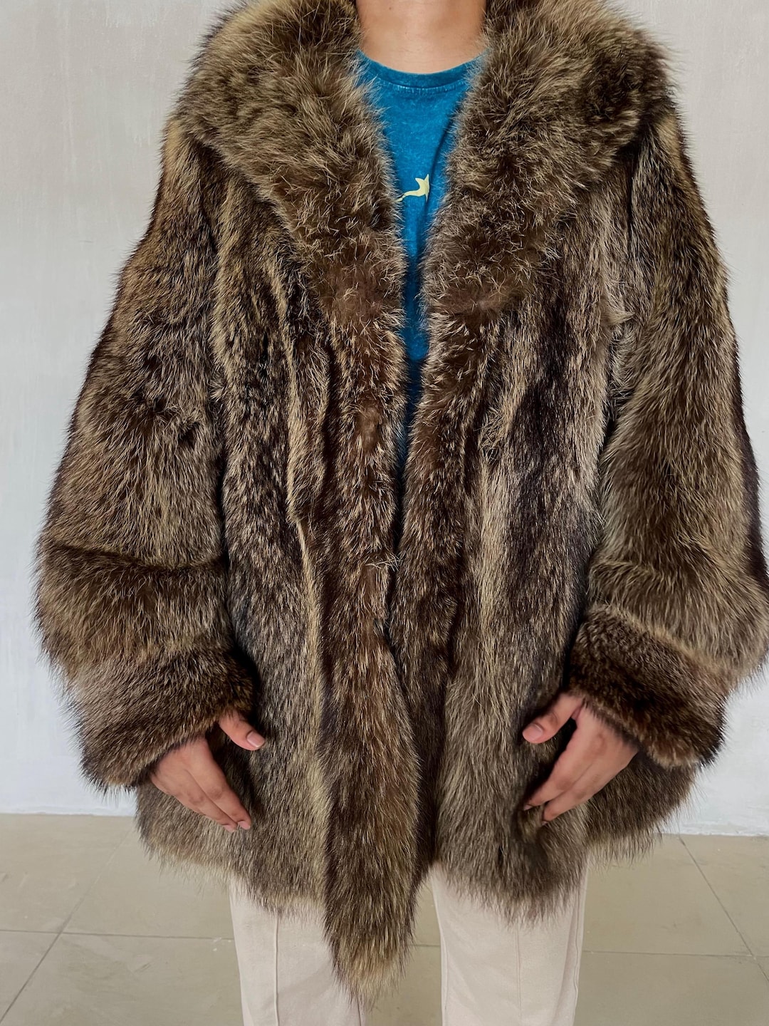 Men’s Genuine Mink Fur Coat | Vintage Brown Real Fur Overcoat | Luxury ...