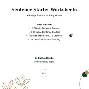 Sentence Starter Worksheets for Early Writers | AI Prompt Practice | Printable PDF for K-12 - Etsy