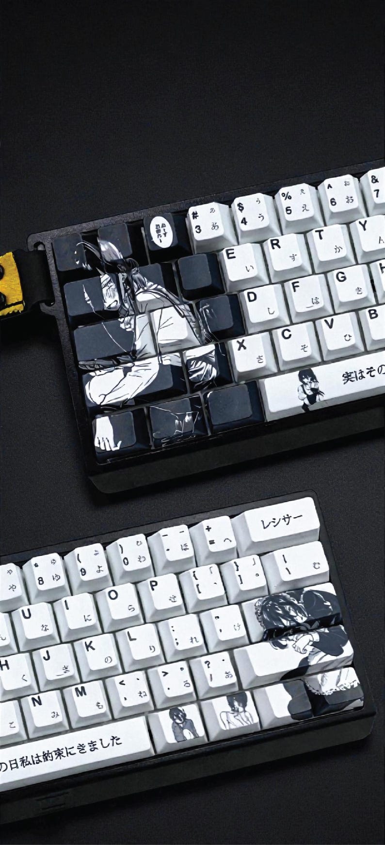 Reze Bomb Devil Manga Black & White Keycaps Set | 106 Pcs PBT Dye ...