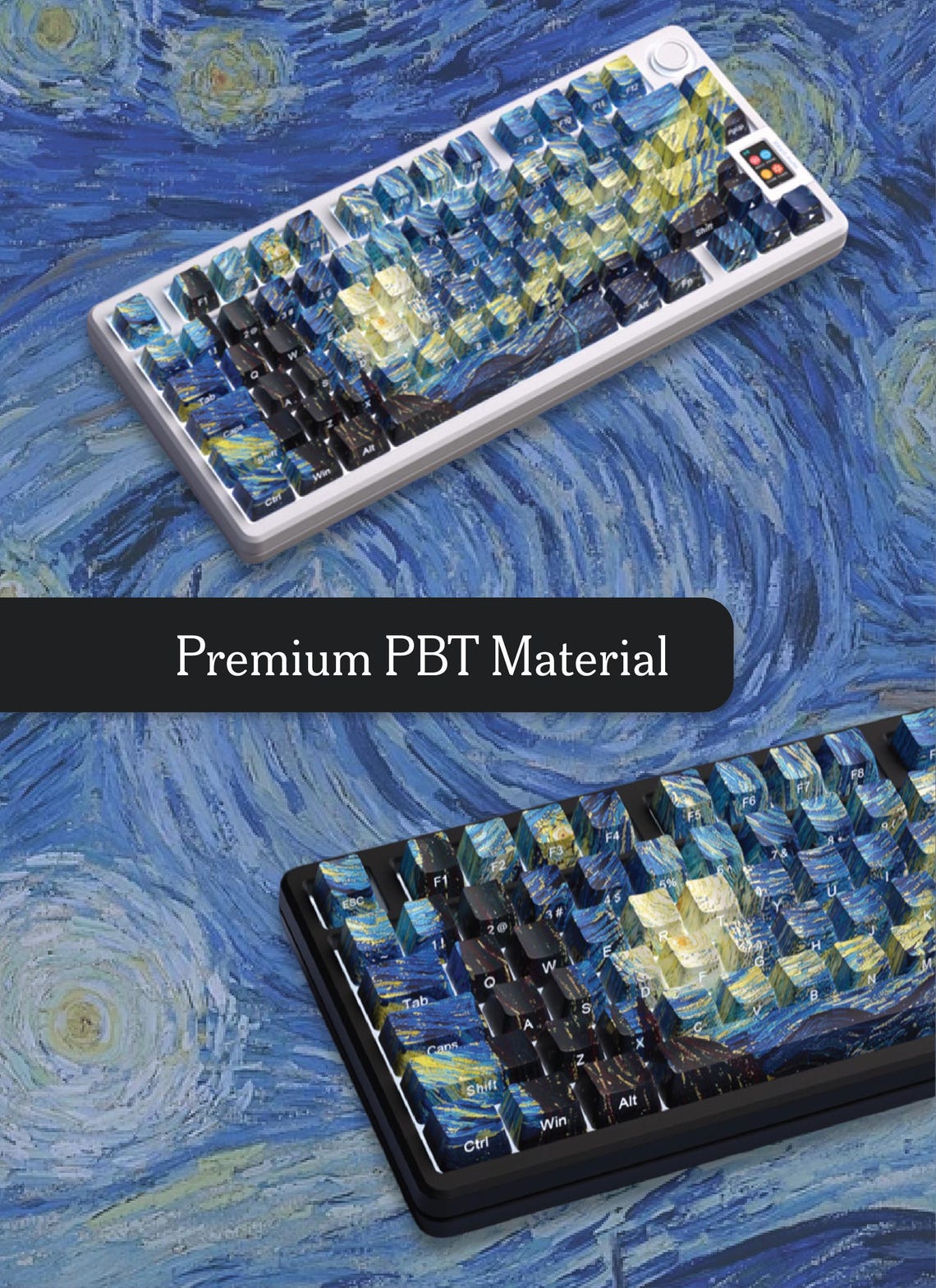 Starry Night Van Gogh Painting Inspired PBT Keycap Set | PBT Keycaps ...