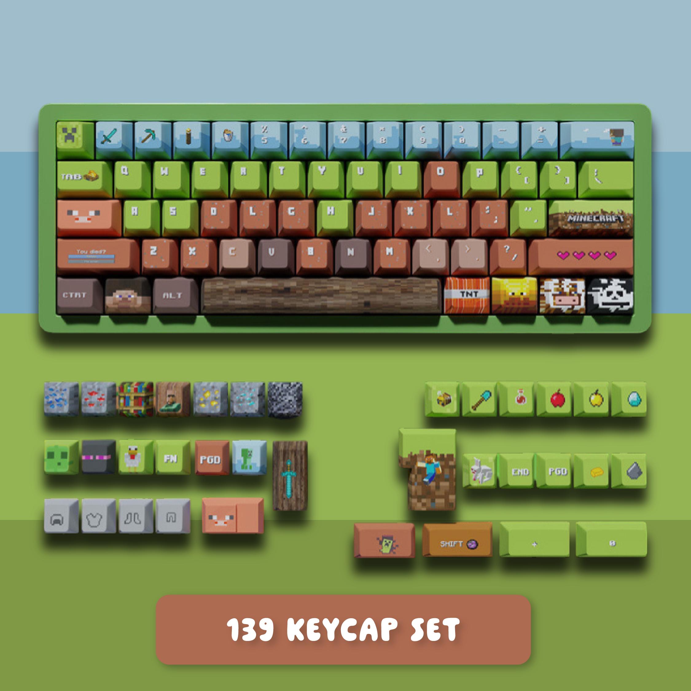 Minecraft Keycaps Pixel Zombie Keycap Set | 139 Keys Artisan Gaming ...