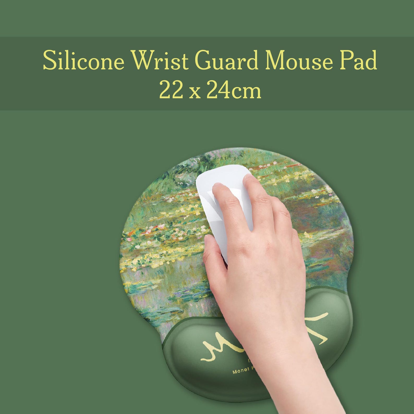 Monet Inspired Water Lilies Mouse Pad Desk Set - Ergonomic Mouse Pad ...