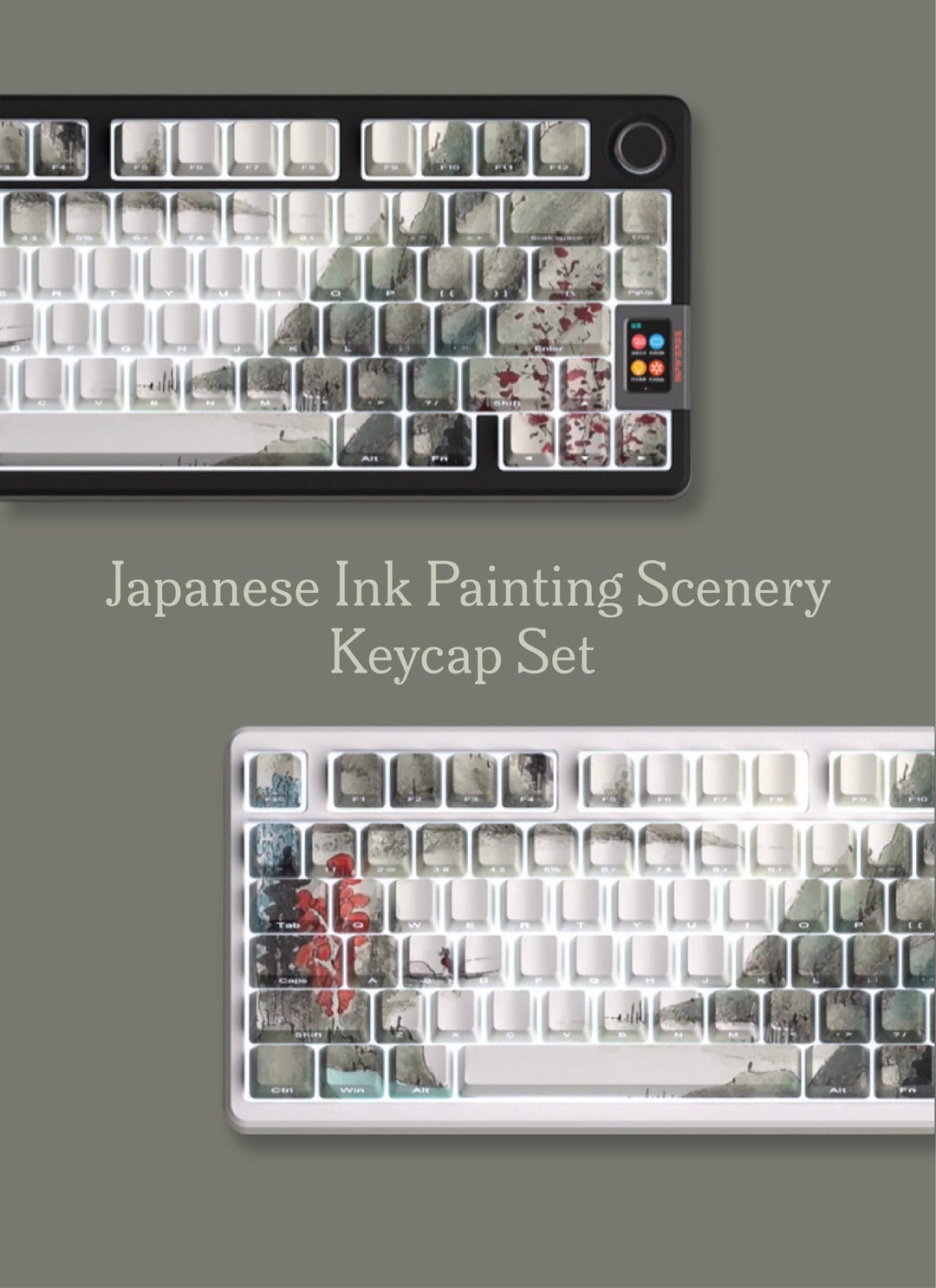 Japanese Ink Painting Scenery Keycap Set | Zen Art - PBT Keycaps ...