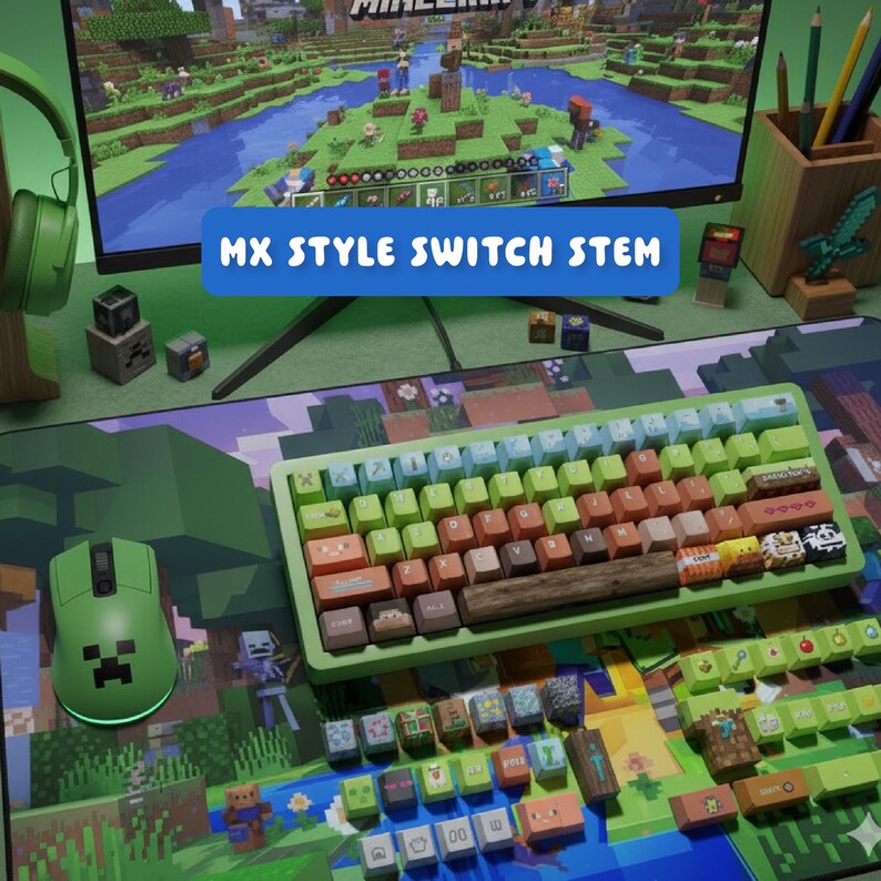 Minecraft Keycaps Pixel Zombie Keycap Set | 139 Tasten Artisan Gaming ...