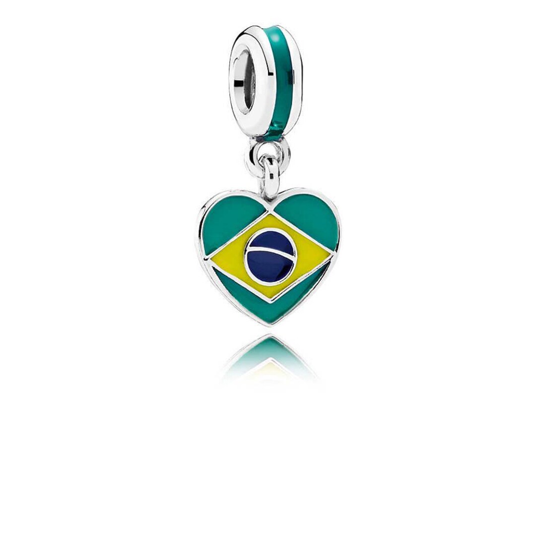 New Pandora S925 Brazil Heart Flag Charm W/ Pandora - Etsy