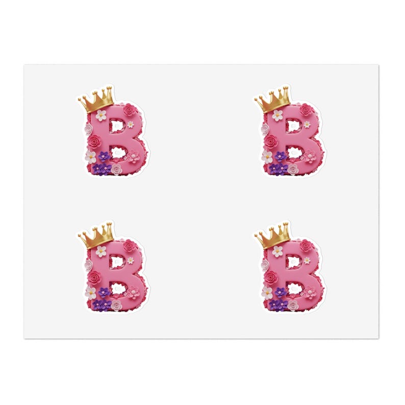 Letter B Sticker Sheet: Crowned Floral Initial Stickers - Etsy